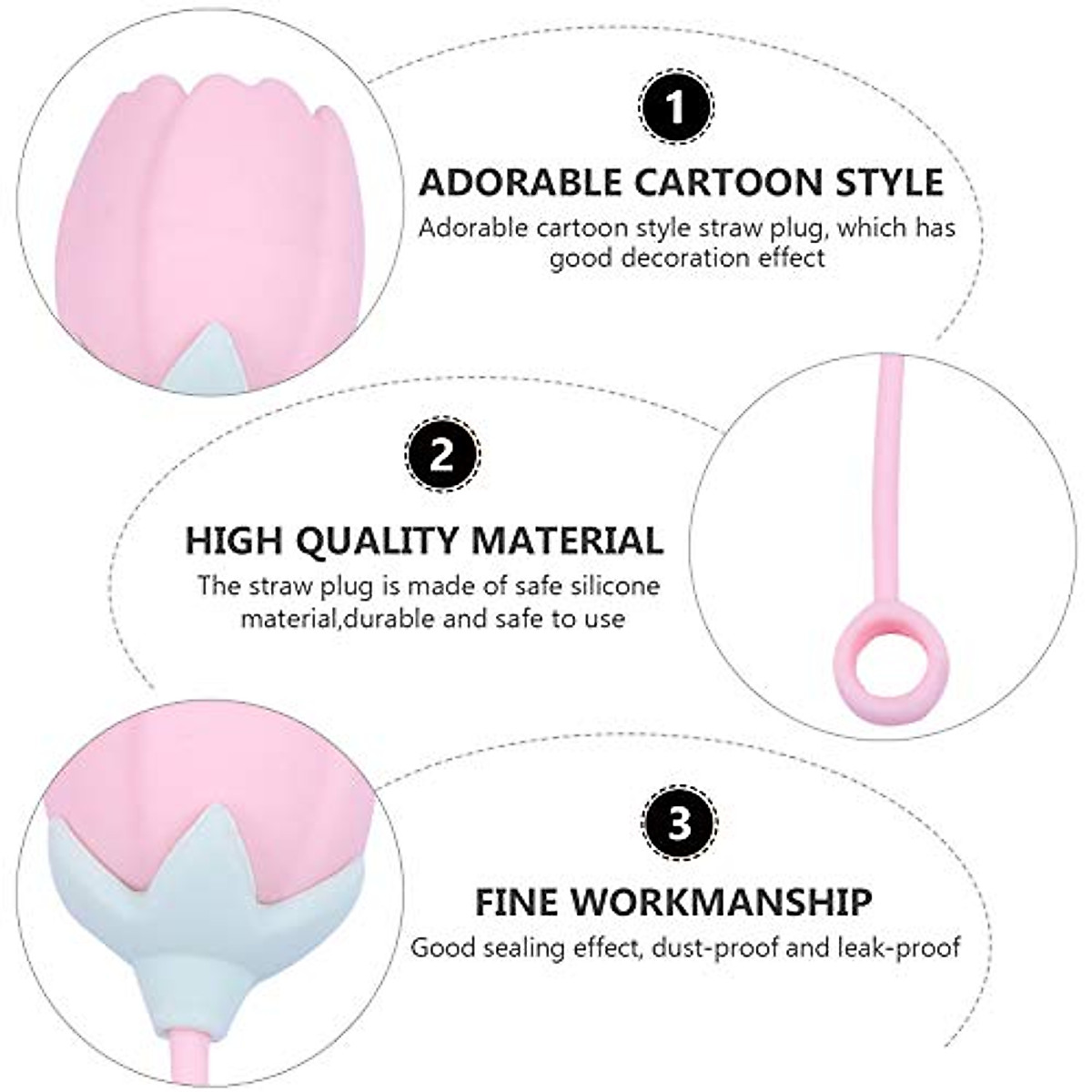 TOYANDONA 2pcs Straw Plug Silicone Straw Lids Drink Straw Cleaning Brush Drinking Straw Tips Test Tube Brush Glass Straw Drinking Straw - Cover Accessories Sippy Cup