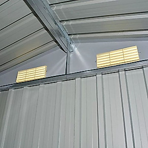 Festnight Garden Storage Shed with 4 Vents Metal Steel Double Sliding Doors Outdoor Tood Storage Shed Patio Lawn Care Equipment Pool Supplies Organizer Gray 80.3 x 52 x 73.2 Inches (W x D x H)