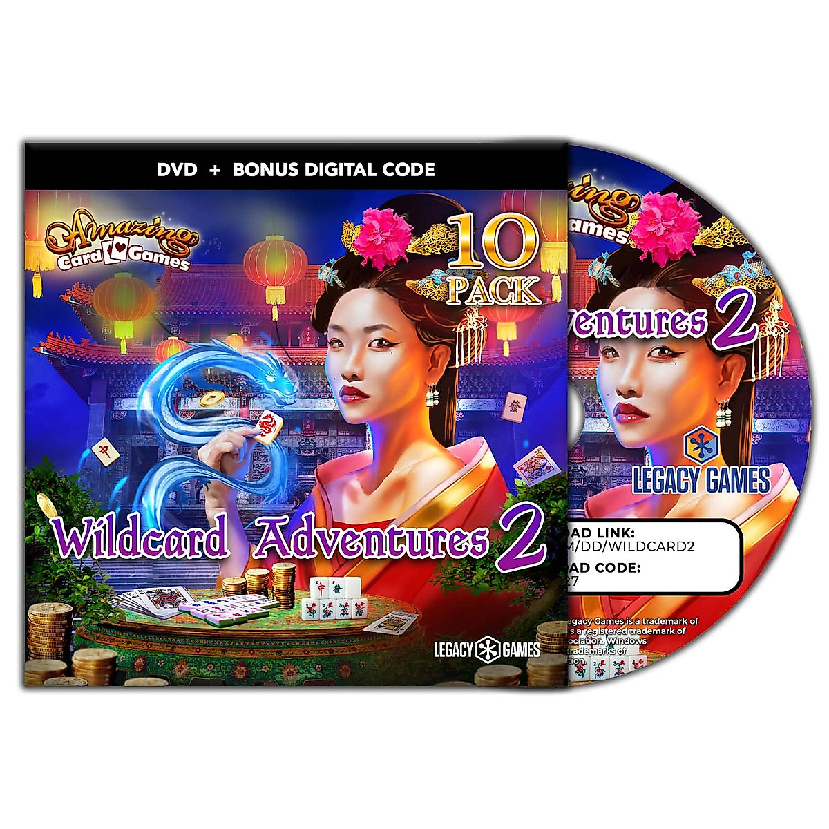 Legacy Games Card & Tile Games for PC: Wildcard Adventures Vol. 2 (10 Game Pack) - PC DVD with Digital Download Codes