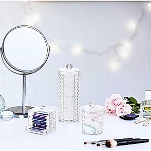 Aeon Design Makeup Organizer Set Cotton Ball,Cotton Pad And Q Tip Holder Vanity Organizer-Storage Containers On Bathroom Counters-Bathroom Organizer-Easy Organization With Compact Unique Design-3 Pack