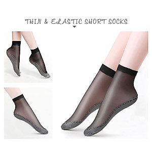 TeenFighter 10 Pairs Silky Nylon soft & breathable Ankle Socks for Girls, Cotton Sole Thin Elastic Socks for Women