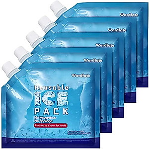 5-Packs Bulk Reusable ice Pack for Cooler Lunch Bags Lunchbox Cooler Backpacks Long Lasting Freezer Packs Cooler Accessories (for Lunchbox 7.5 x 6.5 inch)
