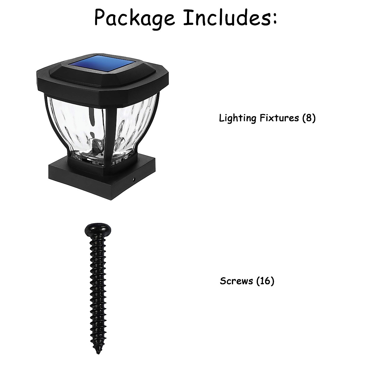 Home Zone Security Decorative Outdoor Solar Post Lights Black No Wiring 8 Set