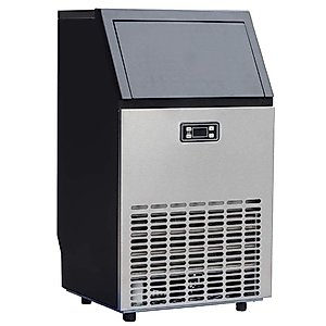 Smad Commercial Ice Maker 100 LBS/24H Under Counter Ice Maker Machine 45PCS/11-20Mins Self Clean 33LBS Ice Storage Freestanding Stainless Steel Ice Maker Ideal for Bar Coffee Shop or Restaurant