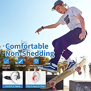 Bone Conduction Headphones, Sports Open Ear Wireless Bluetooth Headset with Microphone, LED Power Display TF Card Slot Sweatproof Earphones Bluetooth 5.3 for Running, Gym, Hiking, Cycling-Black