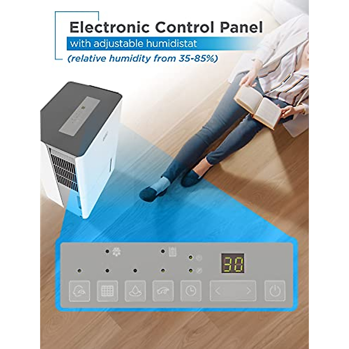 BLACK+DECKER 4500 Sq. Ft. Dehumidifier with Built-In Drain Pump for Continuous Drainage, for Large Spaces and Basements, Energy Star, Digital, BD50PMWSA, White