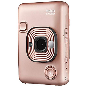 Fujifilm Instax Mini LiPlay Hybrid Instant Camera (Blush Gold) + Fujifilm Instax Instant Film (20 Shots) + Compact Camera Case – Instant Camera Bundle