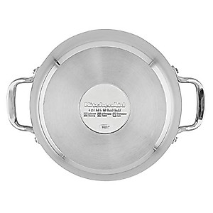 KitchenAid 3-Ply Base Brushed Stainless Steel Casserole Dish/Pan with Lid, 4 Quart