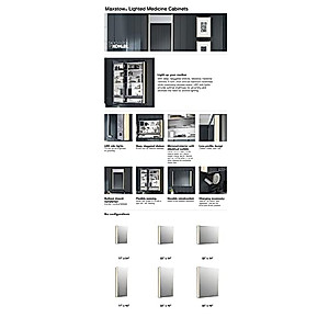 KOHLER K-81149-SLE-DA1 Maxstow Medicine Cabinet with LED Light, Mirror Doors & Staggered Shelves, Rectangular Frame, 32" x 40"