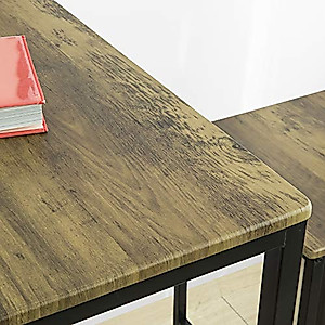 Haotian 3 Piece Bar Set, 1 Bar Table and 2 Stools, 3 Pieces Dining Set, Home Kitchen Breakfast Bar Set, Furniture Dining Set, Natural OGT03-XL