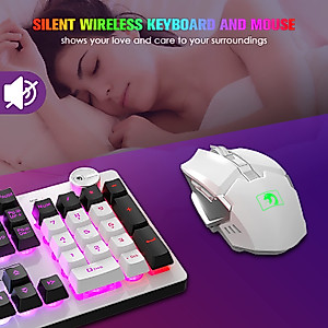 FELICON Rechargeable 2.4G Wireless Keyboard and Mouse Combo Suspended Keycap Mechanical Feel Backlit Gaming Keyboard & Mouse Adjustable Breathing Lamp for Laptop Computer and Mac