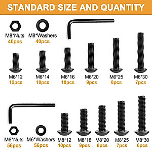 VIGRUE 700PCS M3 x 5/6/8/10/12/14/16/18/20/25/30mm Button Hex Head Cap Screws 14.9 Grade Alloy Steel M3 Metric Machine Screws Bolts Nuts Washer Assortment Kit