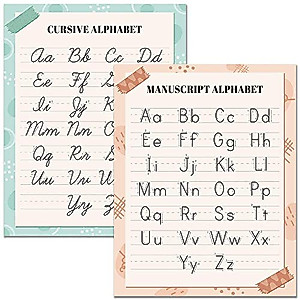 11x14 Set Of 2 Kids Educational Alphabet Posters/Alphabet Letters/Alphabet Wall Decor/Nursery Wall Decor/Classroom Decorations/Homeschool/Learning/Wall Hanging/Manuscript Cursive