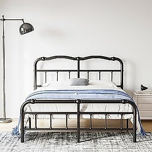 EZBeds Cal King Bed Frame with Headboard and Footboard, 14 Inch High, Heavy Duty Bed Frame No Box Spring Needed, Easy Assembly, Noise-Free, Under Bed Storage, Black