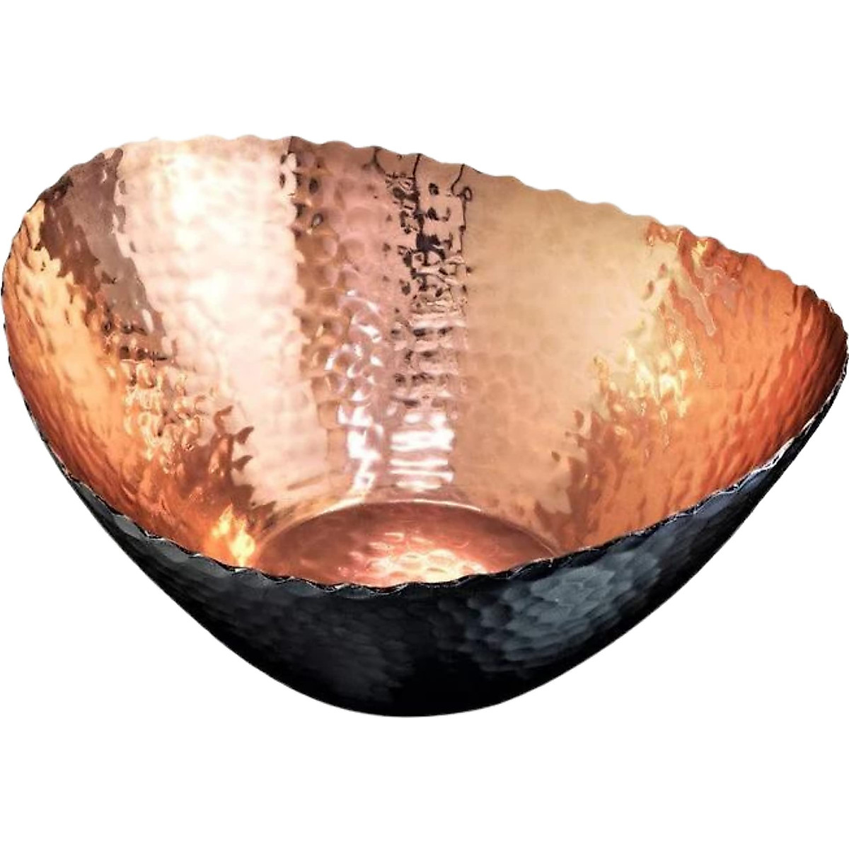 Monarch Abode 31604 Hand Hammered Metal Decorative Bowl, Modern Centerpiece Fruit Bowl for Kitchen Counter, 7.5 inch, Black and Copper Finish