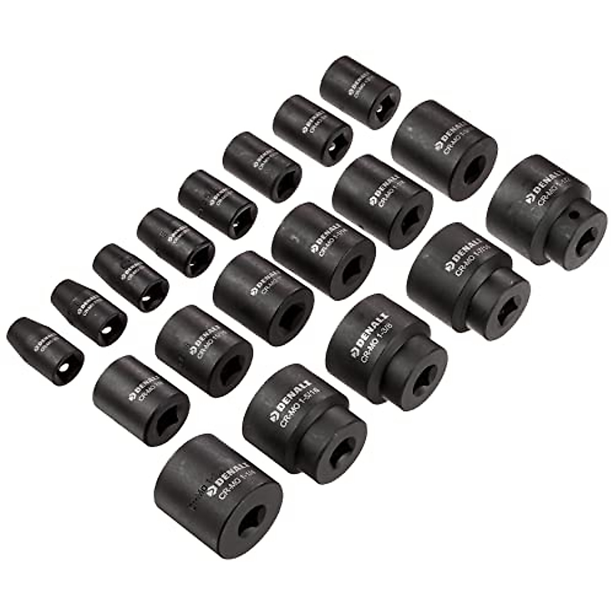 Amazon Brand - Denali 19-Piece 1/2-Inch Drive 6 Point Shallow Impact Socket Set, SAE Size With Carrying Case, 10.2" x 8.5" x 2.4"