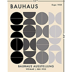 Bauhaus Mid Century Modern Wall Art - 11x14" UNFRAMED Print - Abstract, Minimal Wall Decor - Exhibition Poster Replication (Black)