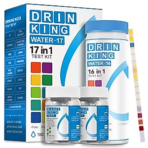 AAwipes Complete Water Testing Kits for Drinking Water 100 Strips + 2 Bacteria Tester Kits 17 in 1 Well, Tap, Drinking Water, City Water Testing Strips (100)