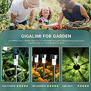 GIGALUMI 16 Pack Solar Path Lights Outdoor,Solar Lights Outdoor Waterproof,Stainless Steel LED Landscape Lighting,Solar Garden Lights for Driveway,Pathway,Patio,Yard