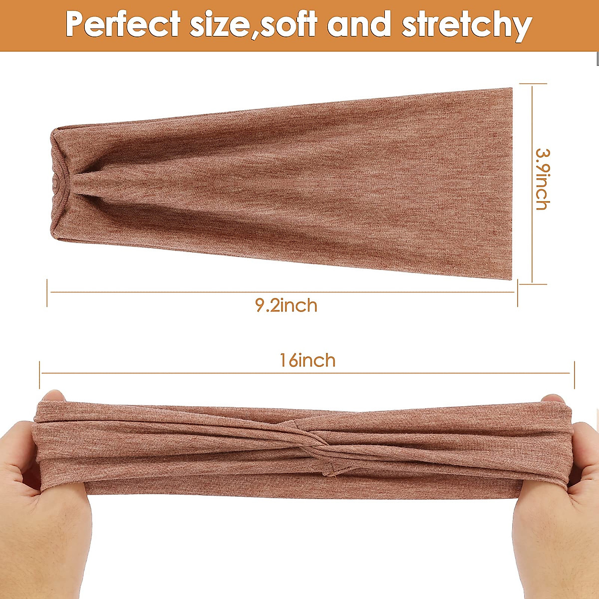 Headbands for Women 6Pcs, Cotton Like Wide Headbands for Women's Hair with Knot, Non Slip Twisted Cross Elastic Absorbent Workout Headband Sport Yoga Running Hair Headbands