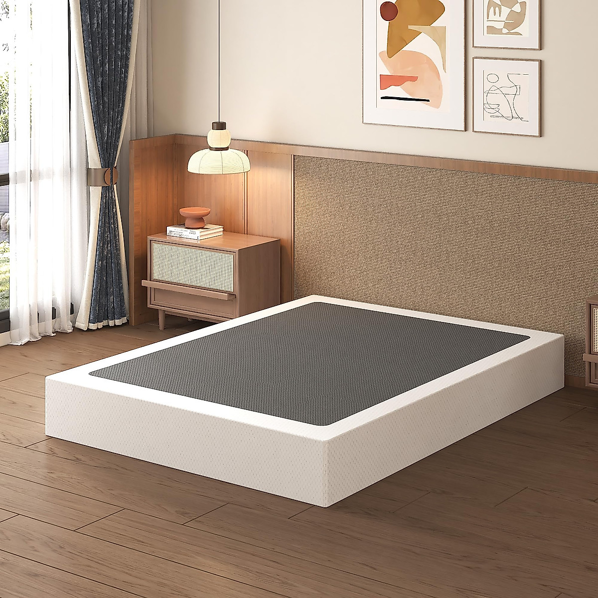 Lutown-Teen 10 Inch Queen Box Spring High Profile, Heavy Duty Metal Box Spring for Queen Bed Base with Fabric Cover, Mattress Foundation, Noise Free, Easy Assembly