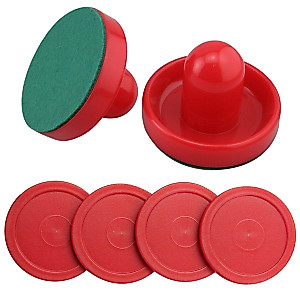 Mini Air Hockey Pucks and Paddles - Replacement Set Value Pack - Set of Two Red Air Hockey Pushers and Four 2 Inch Red Pucks I Epic Gifts