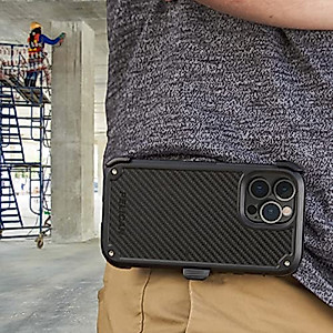 Pelican Shield Kevlar Series - iPhone 14 Pro Max Case 6.7" [Compatible with MagSafe] [21FT Military Grade Drop Protection] Magnetic Charging iPhone Case Cover with Belt Clip Holster Kickstand - Black