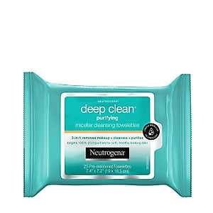Neutrogena Deep Clean Purifying Micellar Cleansing Makeup Remover Wipes, 25 Count, Pack of 6