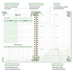 Daily Planner Hourly Schedules Appointment Planner Undated with To-Do List,Meals,Notes 10"X7.3",Flexible Cover ,Twin-Wire Binding