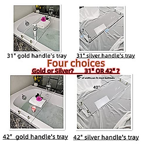 42" transaprent Bathtub Caddy with Silver Handle for Luxury Bathroom