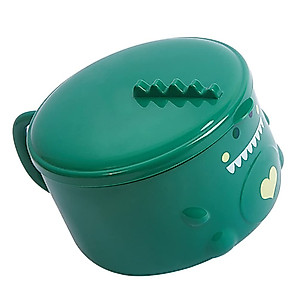 Hemoton Stainless Steel Noodle Bowl with Lid Dinosaur Pattern Soup Bowl Food Storage Container with Handle and Lid Bento Lunch Box Snack Bowl Rice Noodles Salad Green