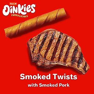 Hartz Oinkies Porkalicious Smoked Pig Skin Twists Dog Treats, 40 Count
