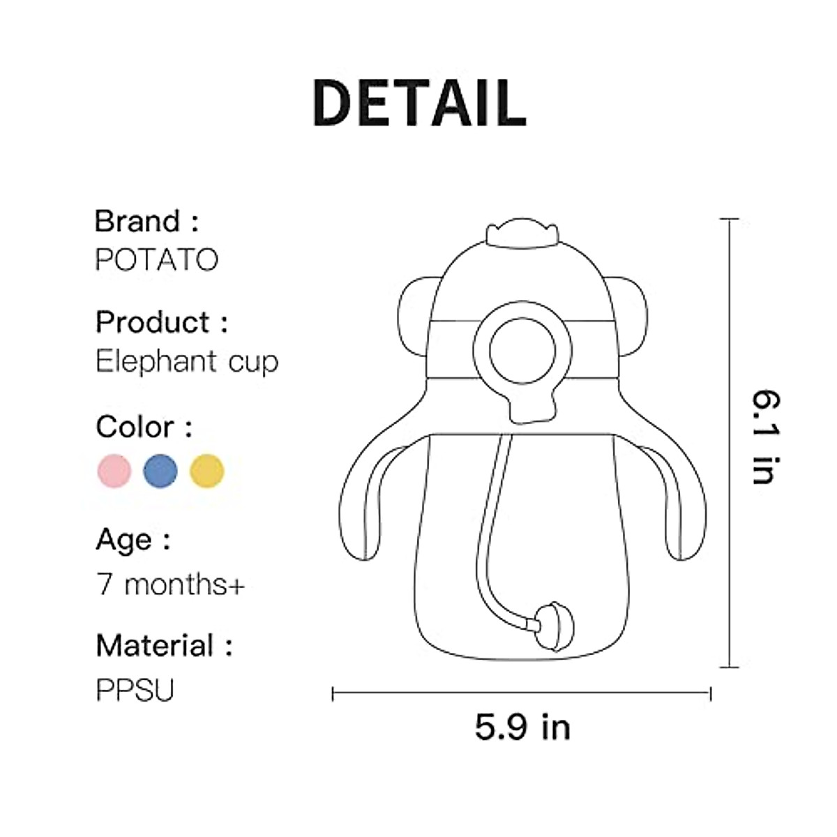 POTATO Elephant PPSU Sippy Cup