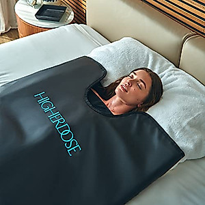 HigherDOSE Infrared Sauna Blanket - Portable Sauna for Home Therapy - Relax and Detox Your Body and Mind - Plush Thermal Heated Blanket - 71 x 71 Inches Green and Black