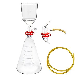 Buchner Funnel Filter Flask Set ，Laboratory High Borosilicate Glass Vacuum Filter with 1000ml Filter Bottle and 250ml Buchner Funnel