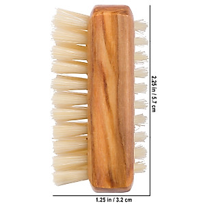 REDECKER Natural Pig Bristle Travel Nail Brush with Waxed Olive Wood Handle, 2-1/4-Inches - Boar Bristle Nail Brush For Cleaning Fingernails - German Wooden Nail Brush