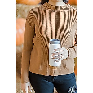 Ello Cole 16oz Vacuum Insulated Travel Coffee Mug with Leak-Proof Slider Lid and Built-in Coaster, Keeps Hot for 5 Hours, Perfect for Coffee or Tea, BPA-Free Tumbler, Grey