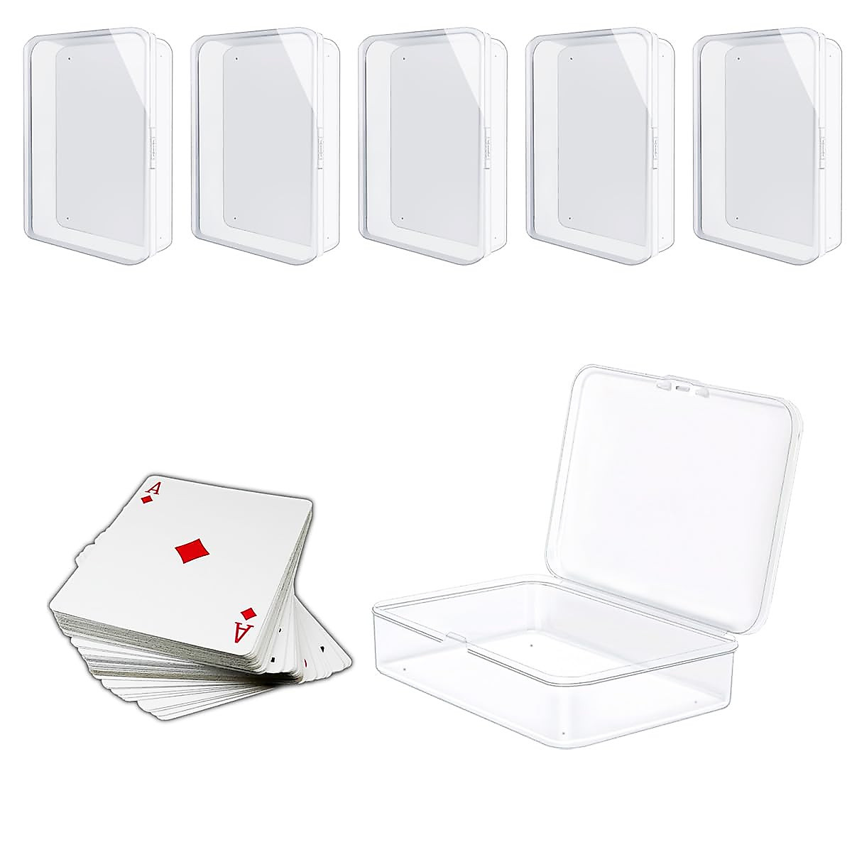DESSY&BILI 6 Pcs Playing Card Case Plastic Card Case Mini Plastic Storage Containers Box with Lid Clear Rectangle Box for Collecting Small Items, Beads, Game Pieces, Business Cards