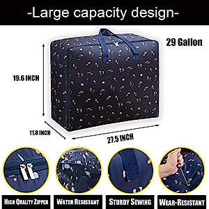 Heavy Duty Extra Large Storage Bags, Blue Moving Bags Totes with Zippers for Clothing Blanket Storage, Dorm College Supplies, Clothes Storage Bins, 2 Pack