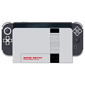 PlayVital Full Set Protective Stickers for Nintendo Switch OLED Model, Customized Vinyl Decal Skins for Switch OLED Console & Joycon & Dock & Grip - Classics NES Style