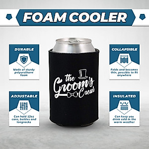 Shop4Ever The Groom and The Groom’s Crew Bow Tie Top Hat Can Coolie ~ Wedding Bachelor Party Beer Can Sleeve Coolers ~ (Crew Hat, 6 Pk)