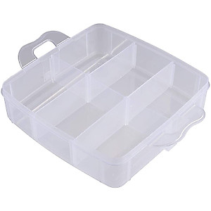 Juvale Plastic Craft Organizer Box with 6 Compartments (6 Inches, 2-pack)