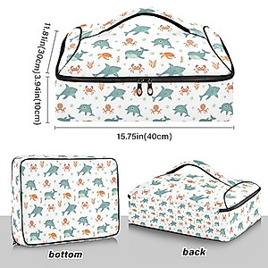 Kcldeci Insulated Thermal Food Carrier Insulated Casserole Carrier for Hot or Cold Food,Nautical Cute Sea Animals Insulated Tote Bag for Potluck Cookouts Parties Picnic,Lasagna Lugger