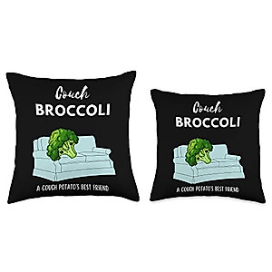 Funny Couch Potato BFFs Funny Broccoli, Couch Potato's Best Friend Throw Pillow, 18x18, Multicolor