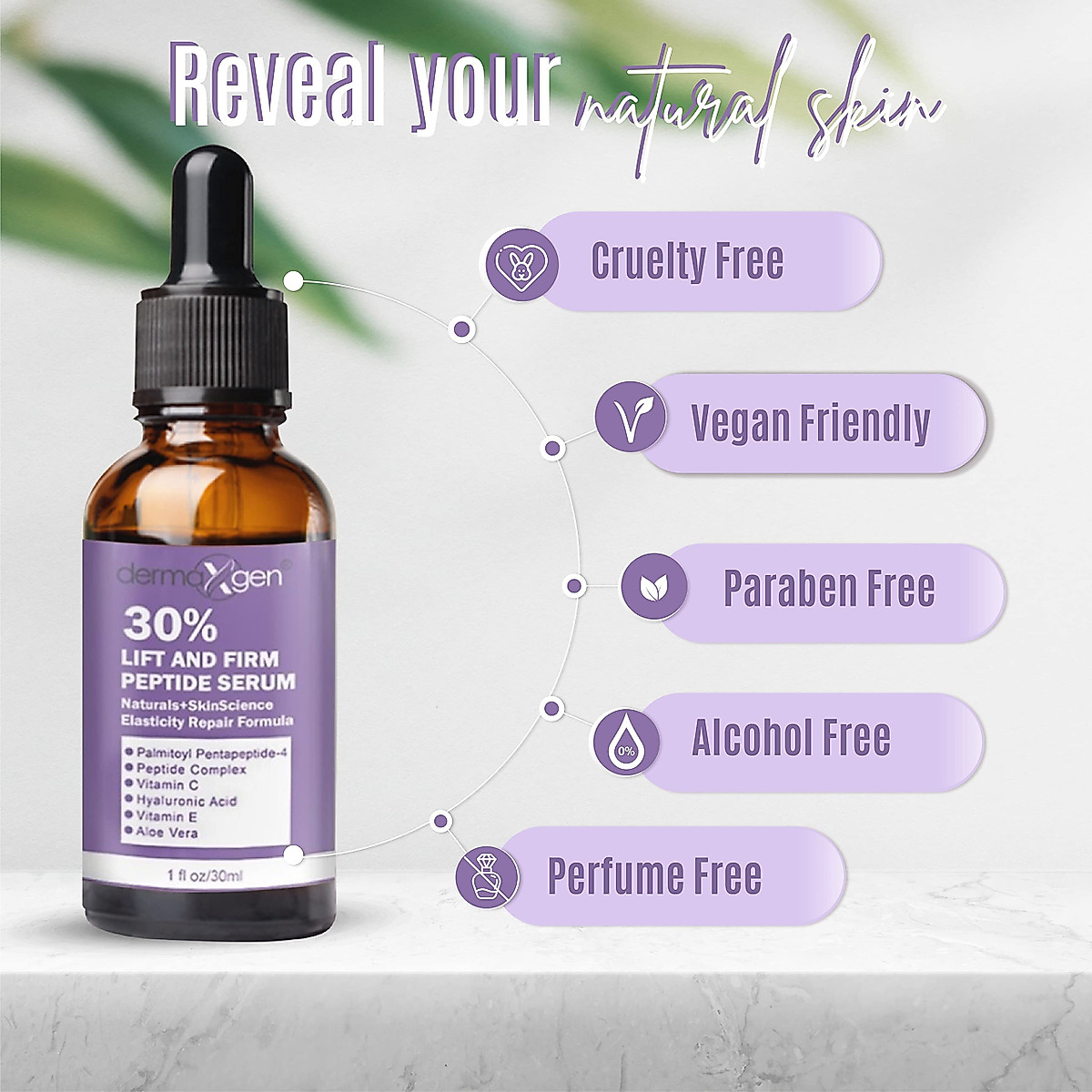 Lift And Firm - 30% Peptide Serum, Matrixyl 3000, Vitamin C & E + Hyaluronic Acid + Aloe Vera, Lifts, Firms & Tightens Skin + Pure Organic Anti-aging Serum (1 FL OZ)