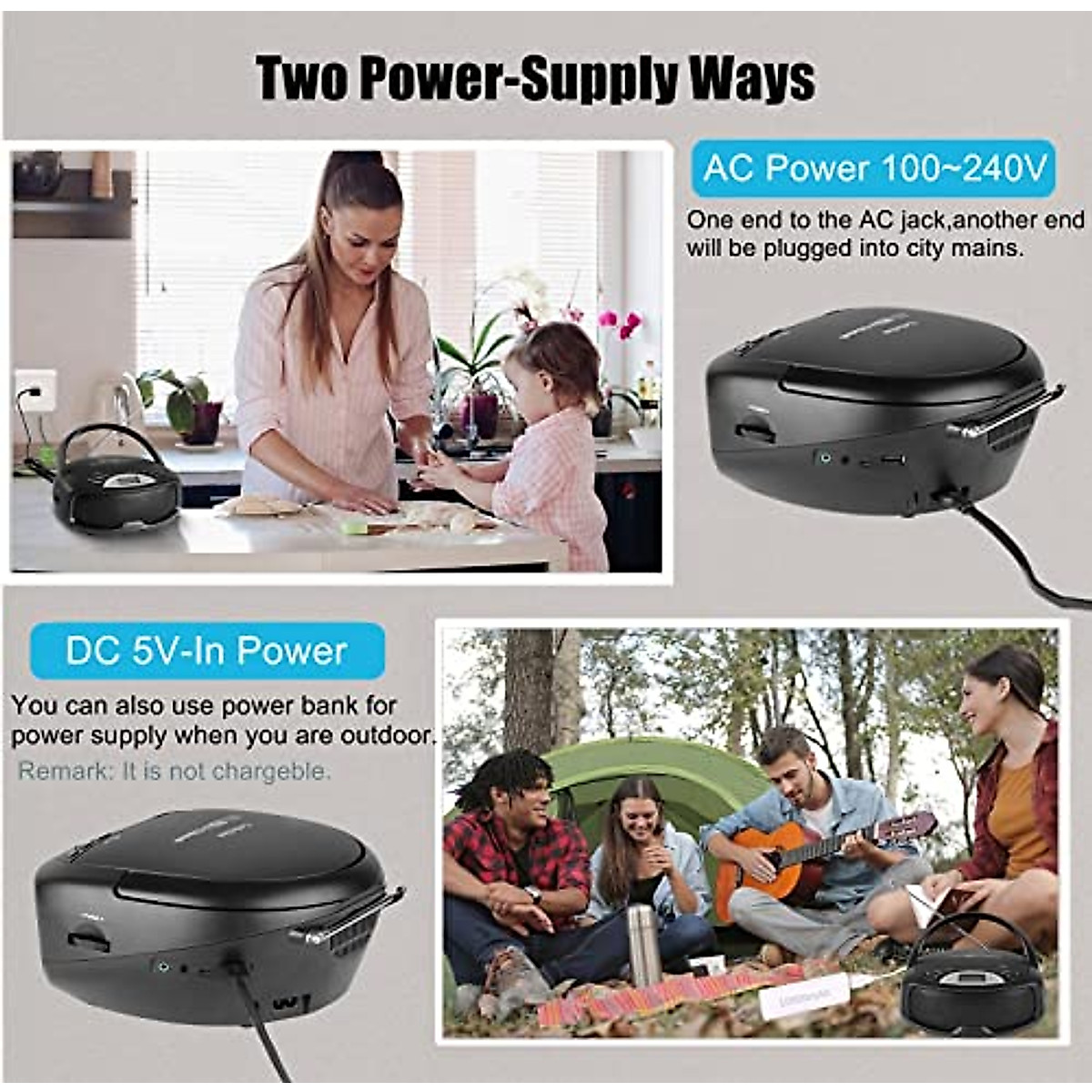 Gelielim Portable CD Boombox with Remote, FM Stereo Sound System, Bluetooth, Karaoke, Playback CD/MP3, Front Aux-in Port, Headphone Jack, Tiny Body, LCD Display, Supported AC/DC