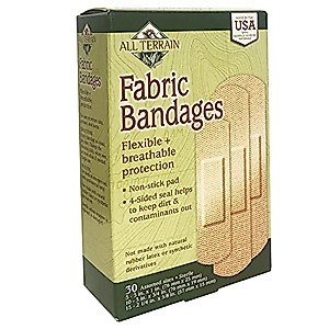 All Terrain Fabric Bandages, Latex-Free Flexible Protection, 30 Count, Assorted Sizes, Sterile