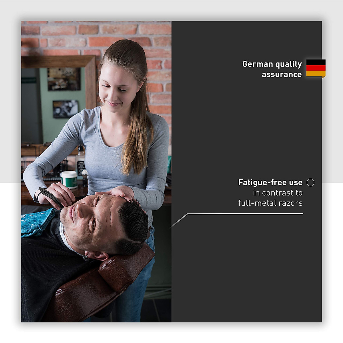 Precise German Straight Razor - urwunder - Shavio - Genuine Leather Case - Simple Manuals - 4-Pin Blade Holder [Black Arm/Black Wood]