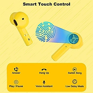 DEKYJUE Kids Wireless Earbuds with Elf Ball Charging Box Touch Control Bluetooth Wireless Ear Buds for Kids Waterproof Wireless Earphones with Microphone for Android iOS Cell Phone Computer Laptop