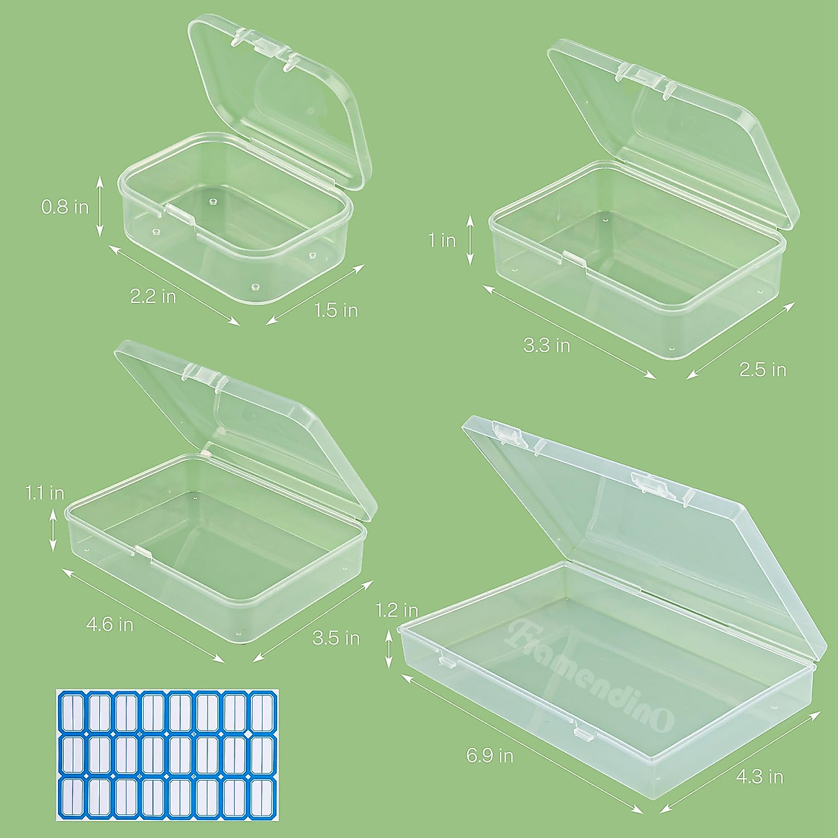 Framendino, 24 Pack Craft Organizers and Storage Rectangular Mini Plastic Containers Clear Plastic Storage Boxes Empty Beads Organizers for Small Items Art Craft Jewelry Projects